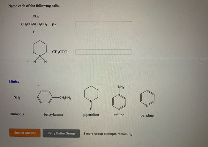 Solved Name each of the following salts. сн CH,CHNCH CH, Br | Chegg.com