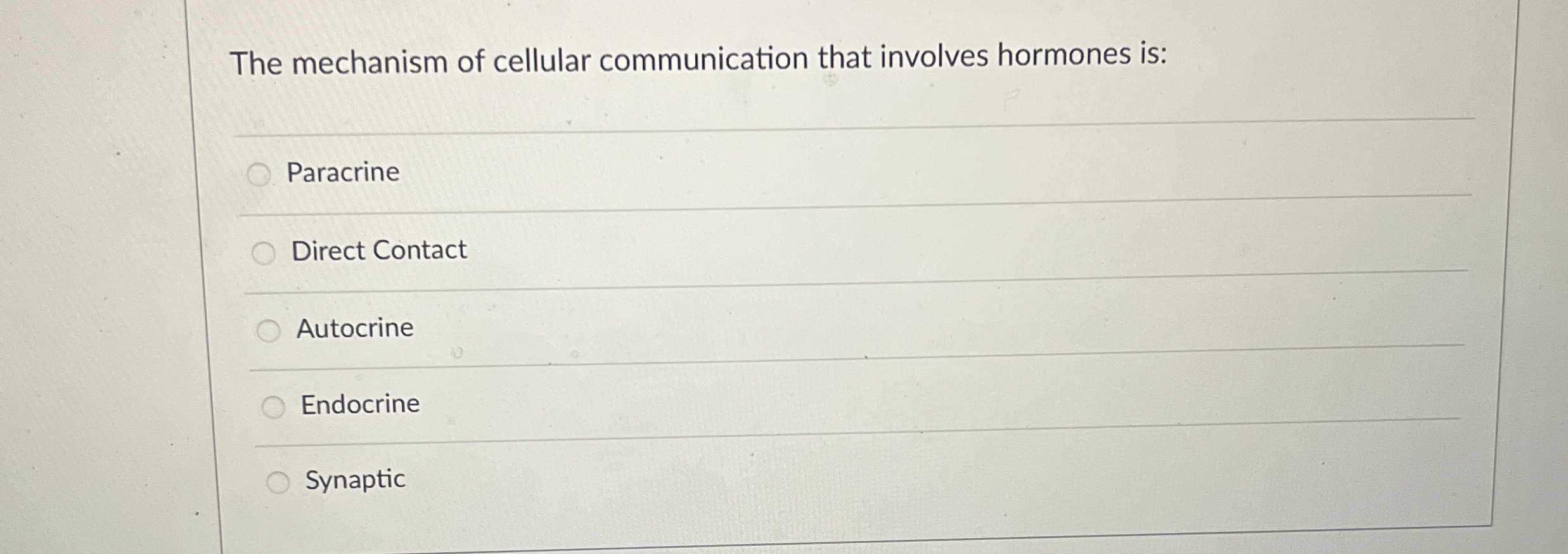 Solved The mechanism of cellular communication that involves | Chegg.com