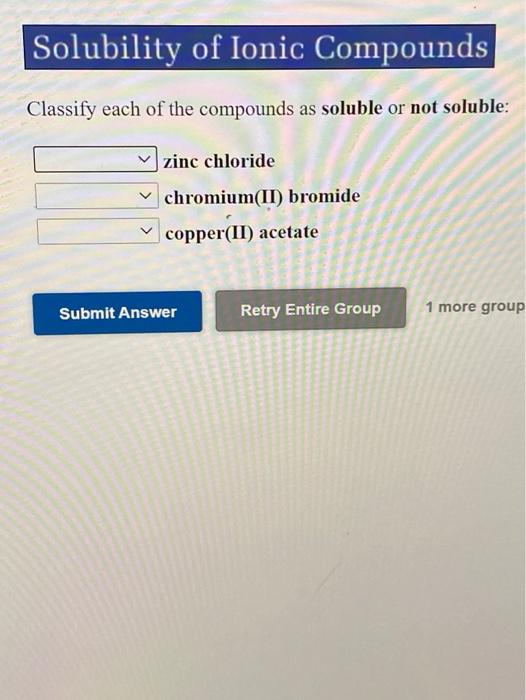 Solved Solubility of Ionic Compounds Classify each of the | Chegg.com