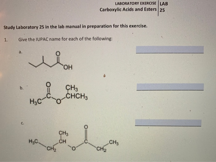 Solved LABORATORY EXERCISE LAB Carboxylic Acids and Esters | Chegg.com