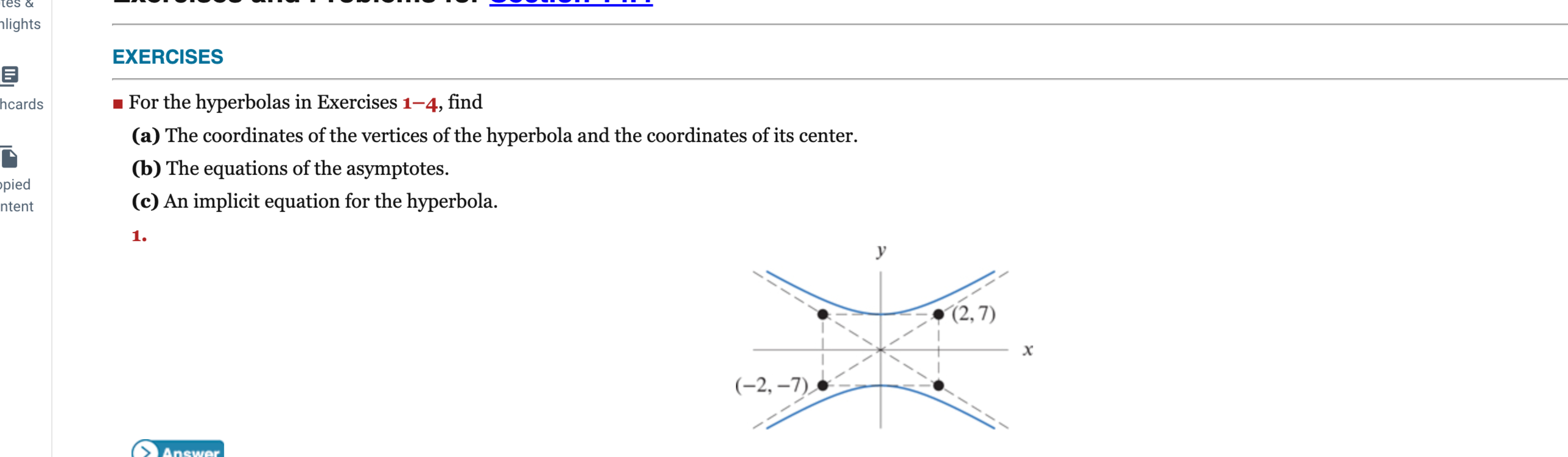 Solved For the hyperbolas in Exercises #1, ﻿find (a) ﻿The | Chegg.com