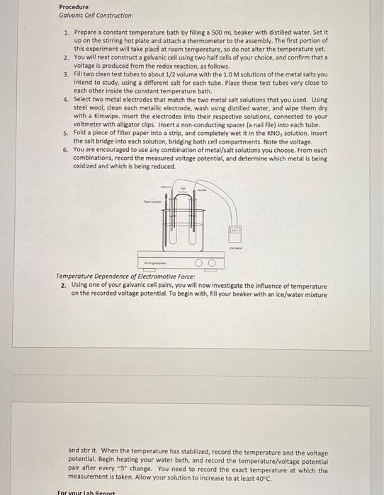 Solved Pre-Lab 1) Read over the experimental procedure and | Chegg.com