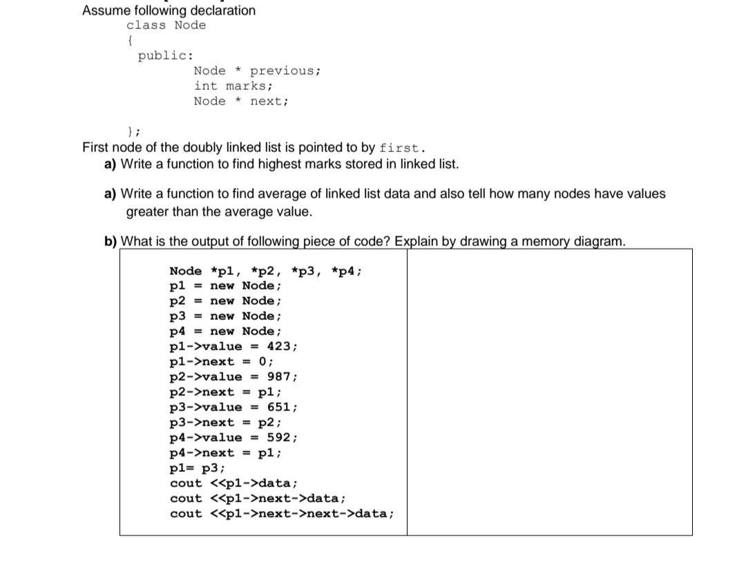 Solved Assume following declaration class Node { public: | Chegg.com