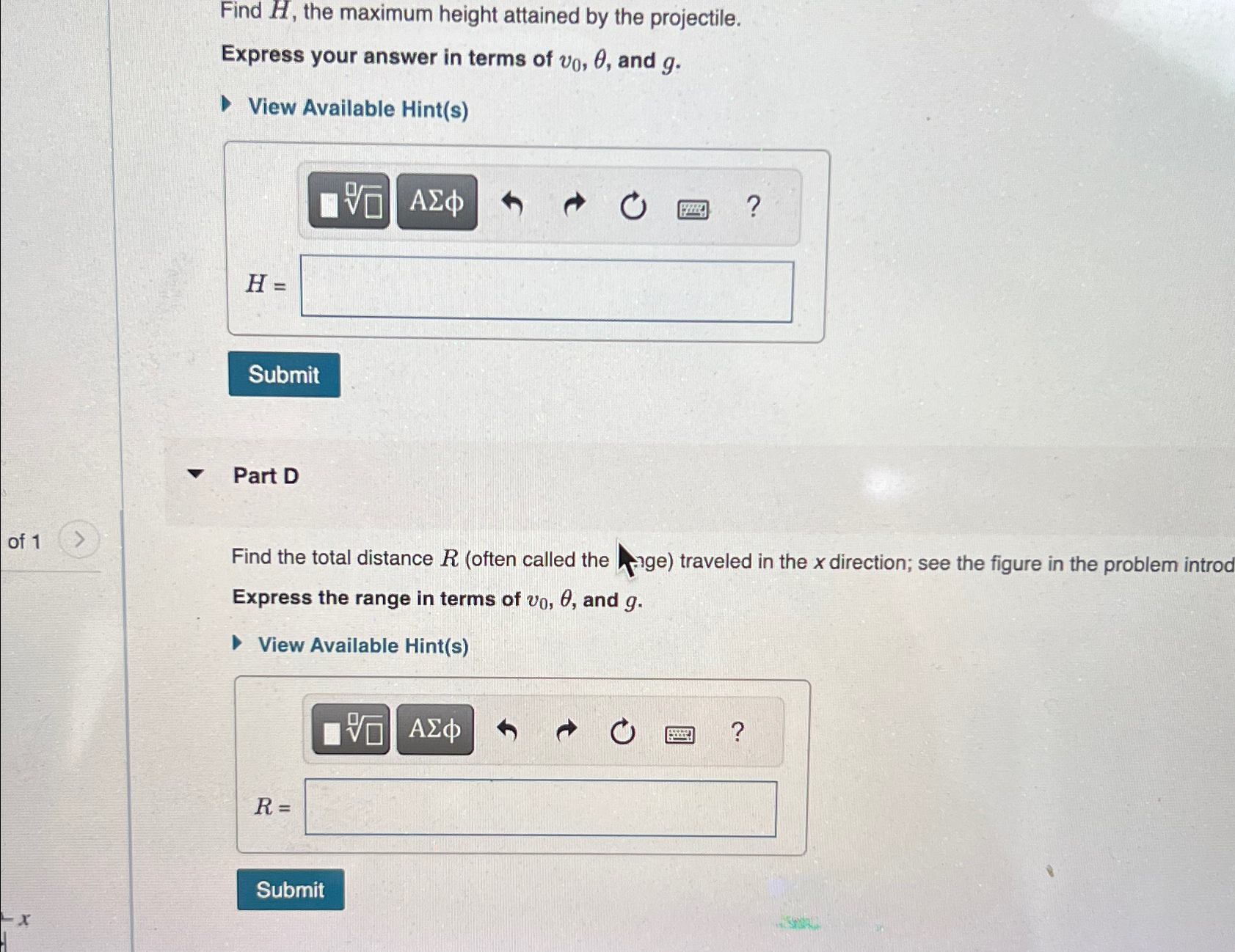 Solved Find H, ﻿the maximum height attained by the | Chegg.com