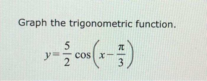 Solved Graph The Trigonometric Function Y25cosx−3π 6743