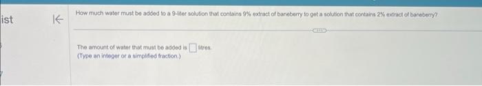 Solved How much water must be addod to a 9-ifer solubion | Chegg.com