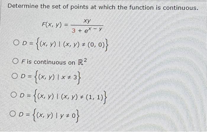 Solved Determine the set of points at which the function is | Chegg.com