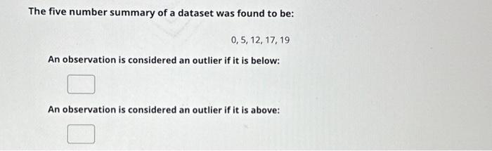 Solved The five number summary of a dataset was found to be: | Chegg.com