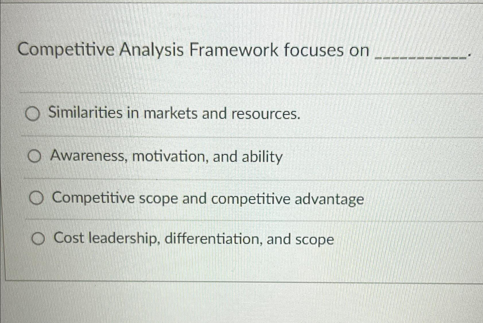 Solved Competitive Analysis Framework focuses onSimilarities | Chegg.com