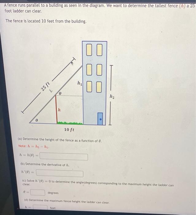 Solved A fence runs parallel to a building as seen in the | Chegg.com