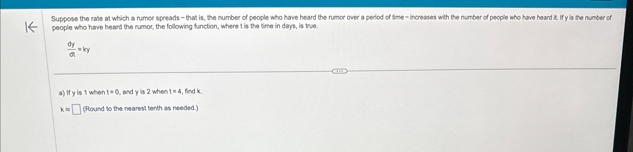 Solved Suppose the rate at which a rumor spreads - ﻿that is, | Chegg.com