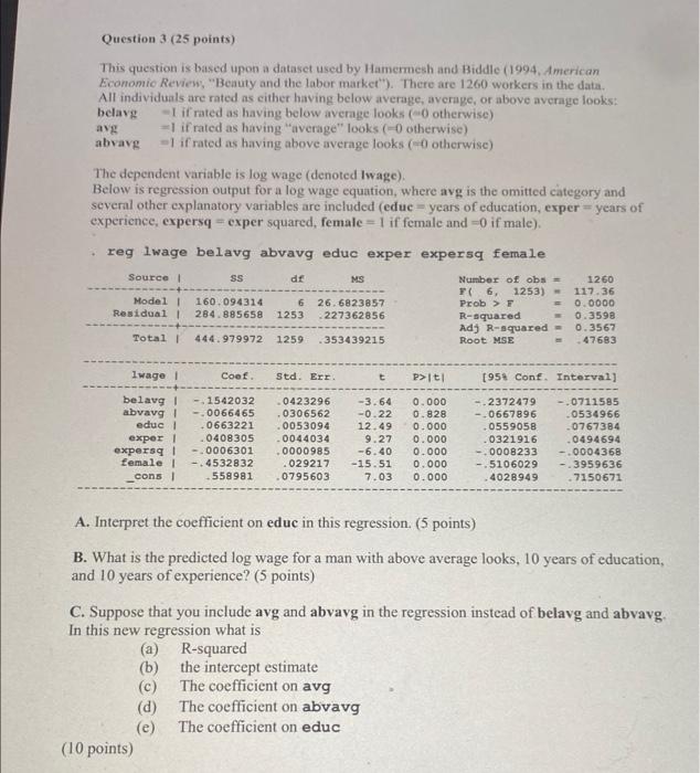 Question 3.(25 points) This question is based upon a | Chegg.com