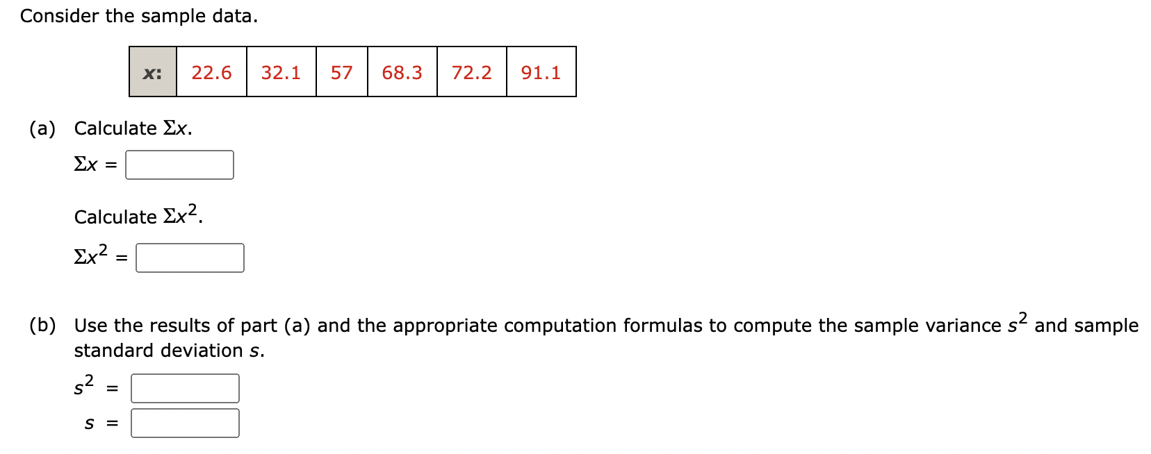 Solved Consider the sample data.x: | Chegg.com