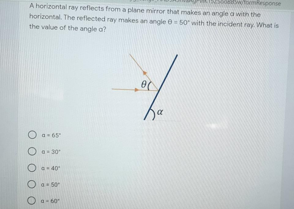 Solved sw/formResponse A horizontal ray reflects from a | Chegg.com