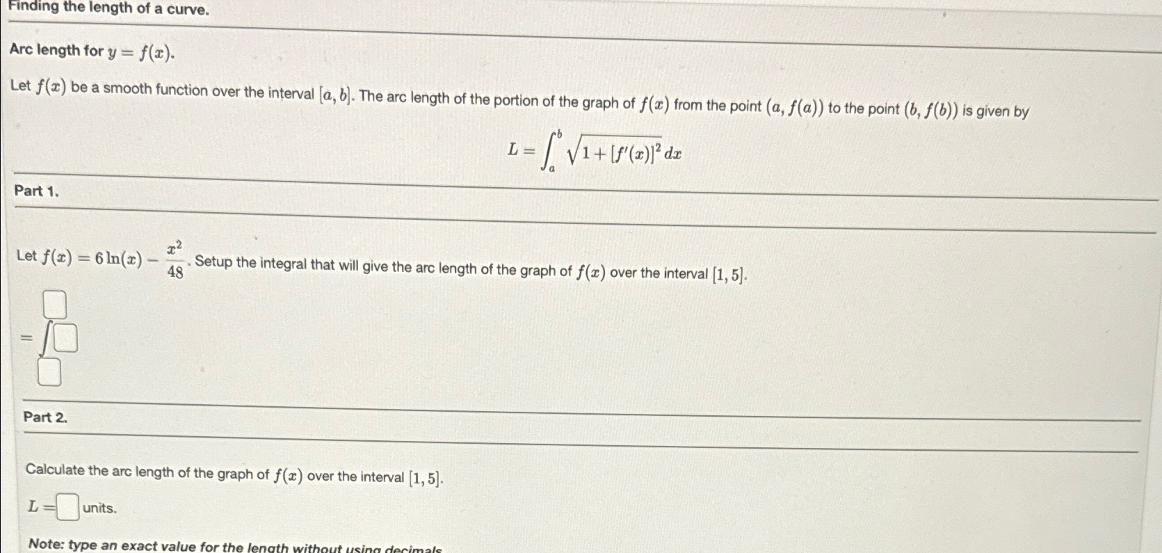 Solved Finding the length of a curve.Arc length for | Chegg.com