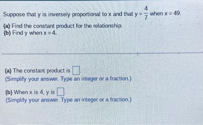 Solved Suppose that y is inversely proportional to x and | Chegg.com