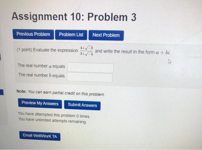 Solved Assignment 10: Problem 3 Previous Problem Problem | Chegg.com