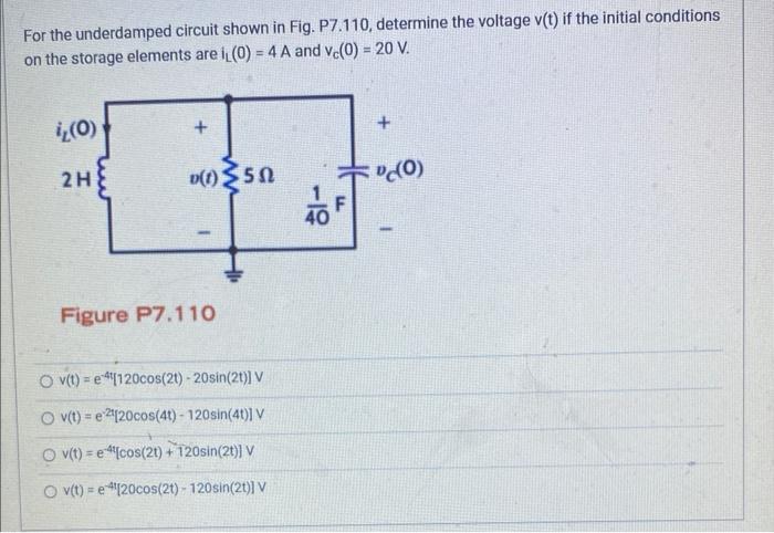 Solved For the underdamped circuit shown in Fig. P7.110, | Chegg.com