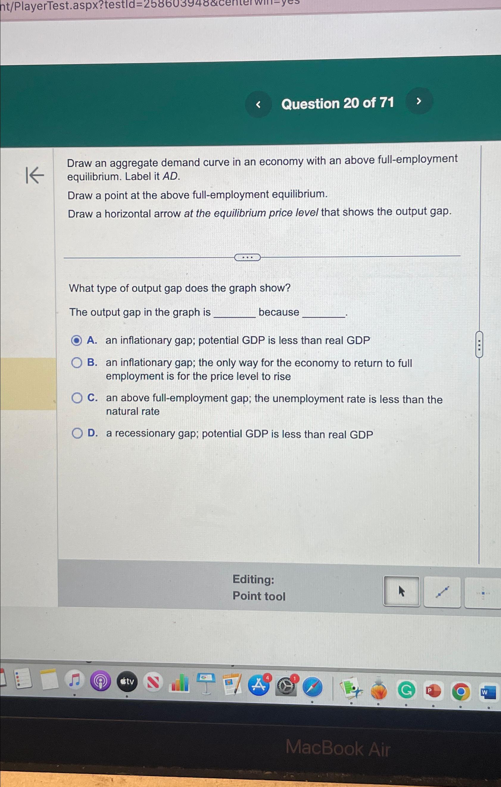 Solved Question 20 ﻿of 71Draw an aggregate demand curve in | Chegg.com