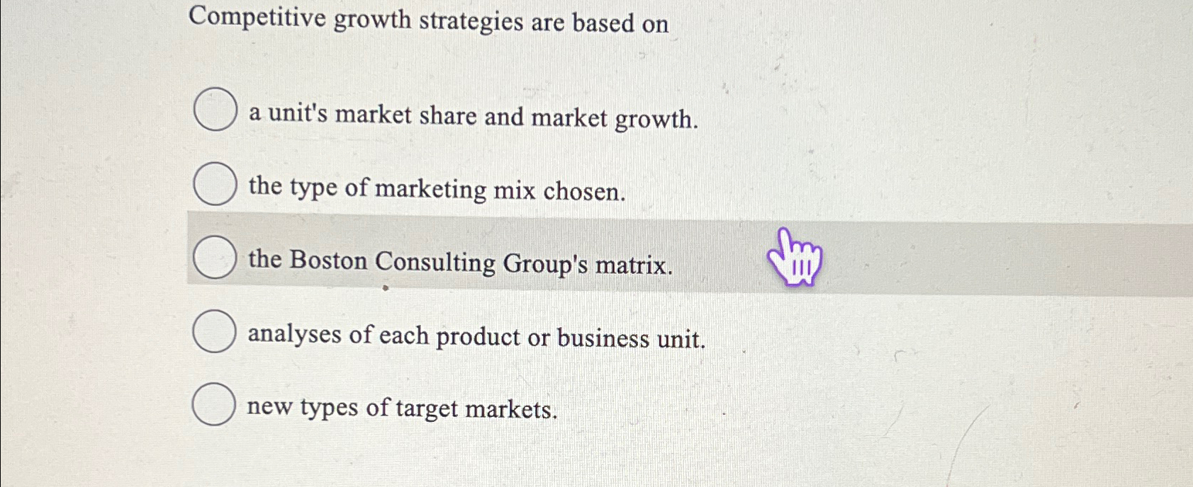 Solved Competitive growth strategies are based ona unit's | Chegg.com