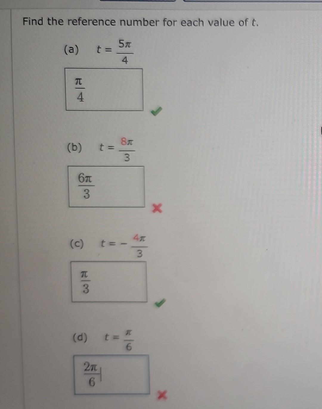 Solved Find the reference number for each value of t. (a) | Chegg.com