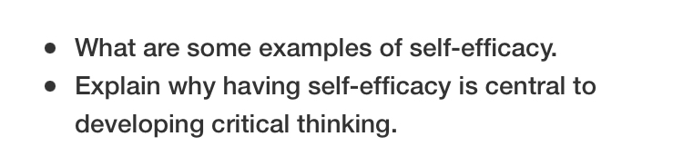 Solved What are some examples of self-efficacy.Explain why | Chegg.com