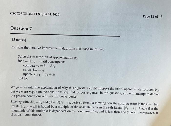 Solved CSCC37 TERM TEST, FALL 2020 Question 7 [15 marks] | Chegg.com