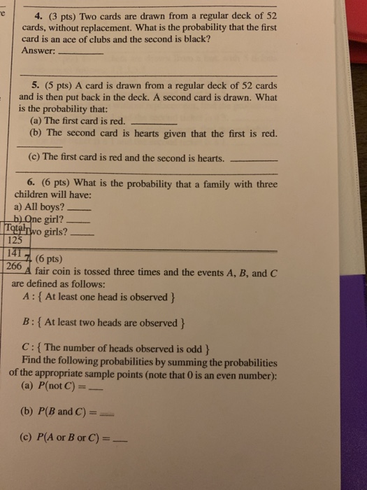 Solved 4. (3 pts) Two cards are drawn from a regular deck of | Chegg.com