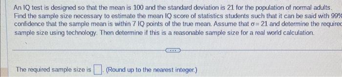 Solved An Q test is designed so that the mean is 100 and the | Chegg.com