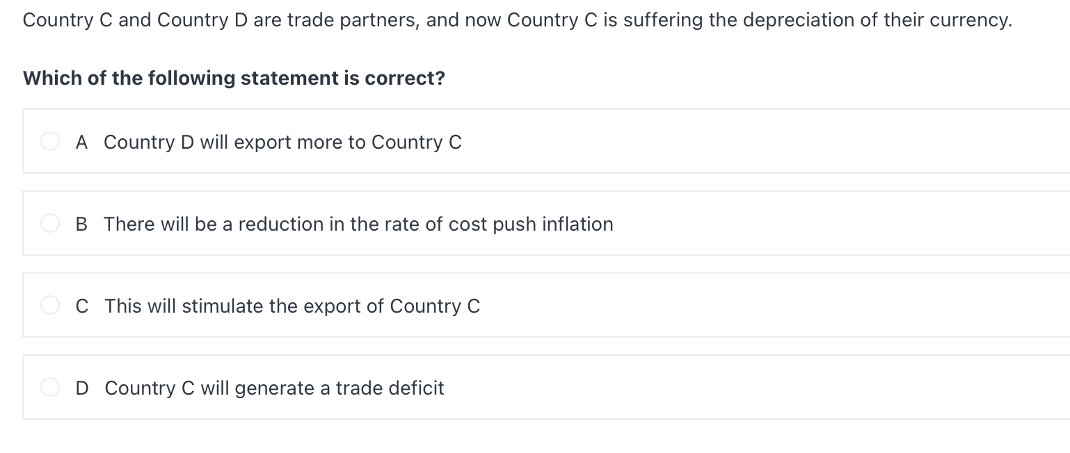 Solved Country C and Country D are trade partners, and now | Chegg.com