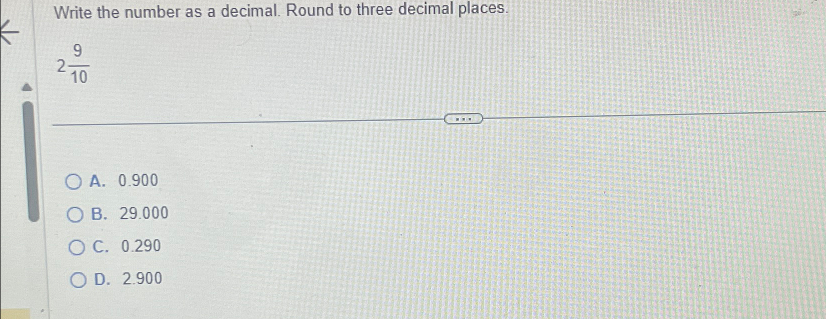 Solved Write the number as a decimal. Round to three decimal | Chegg.com