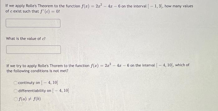 Solved If we apply Rolle's Theorem to the function | Chegg.com