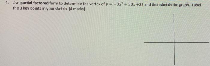 Solved 4. Use partial factored form to determine the vertex | Chegg.com