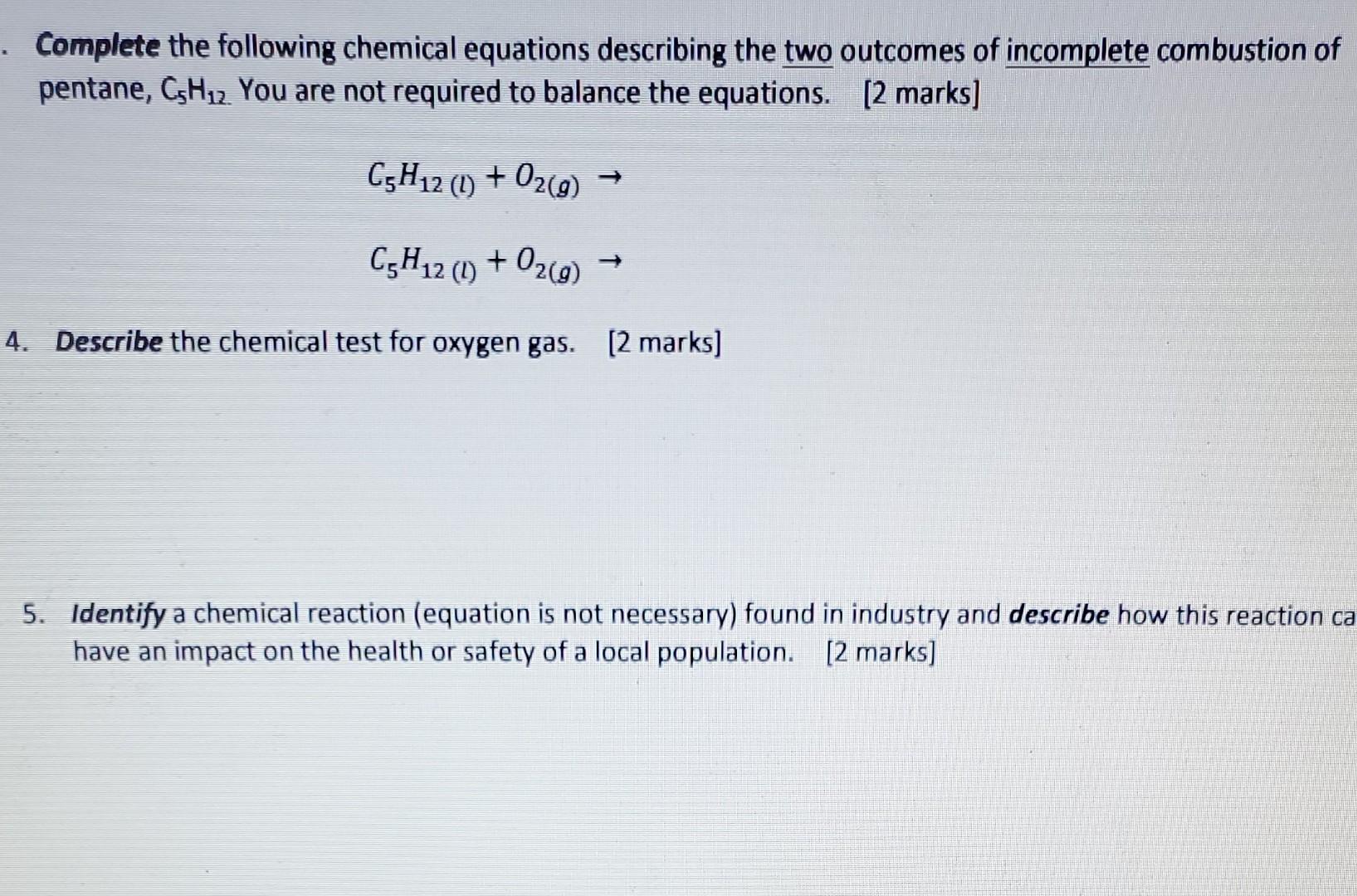 Solved • Complete the following chemical equations | Chegg.com