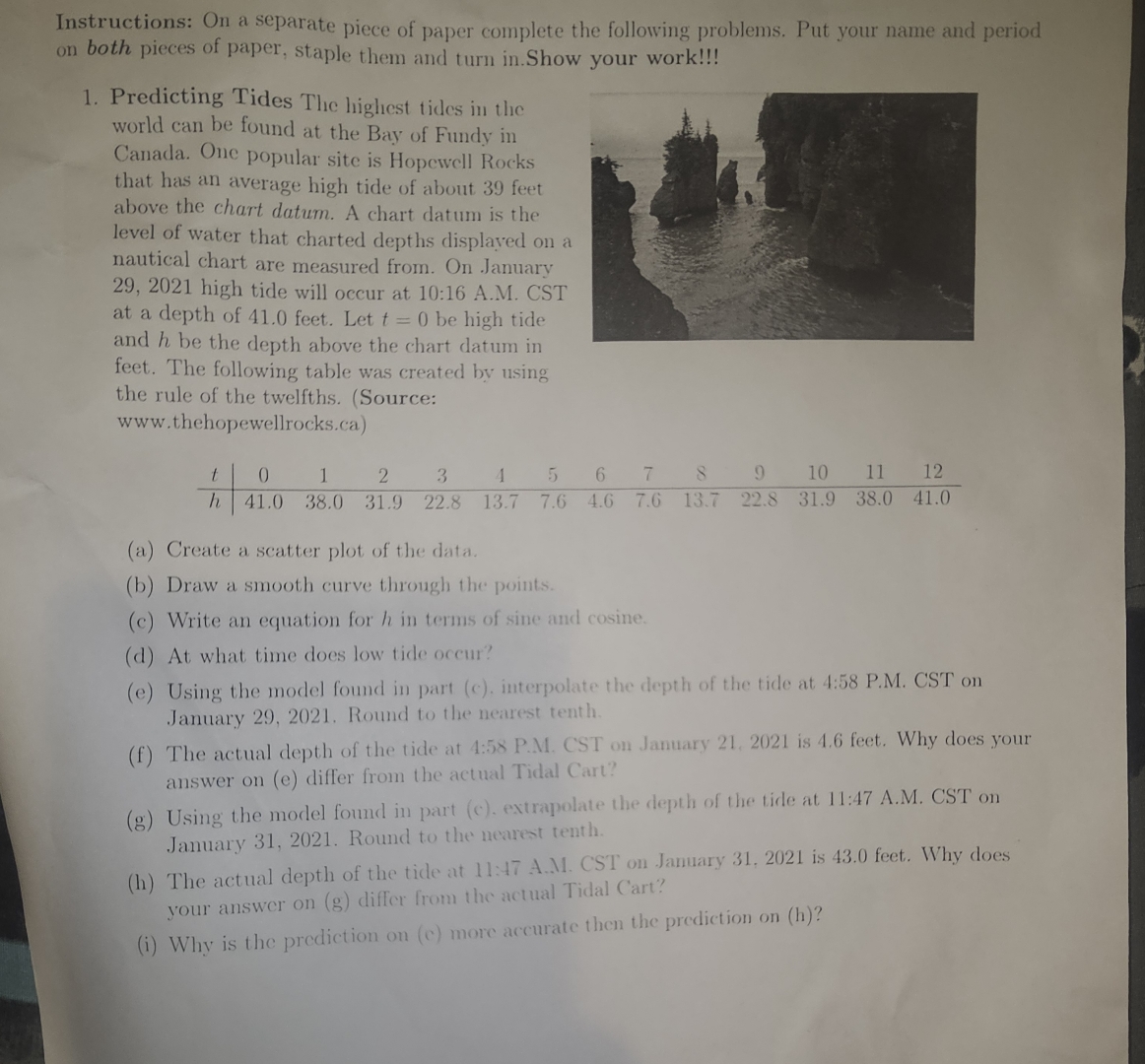 Instructions: On a separate piece of paper complete | Chegg.com