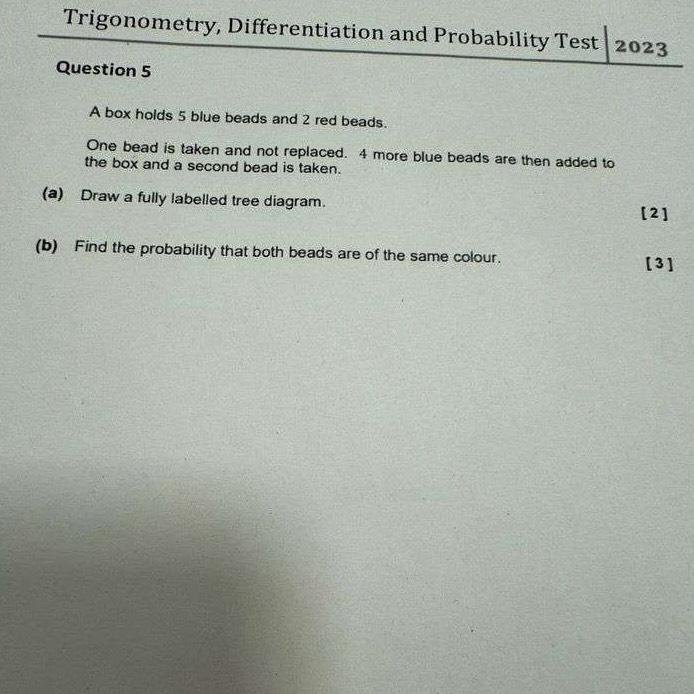 Solved Trigonometry, Differentiation and Probability Test | Chegg.com