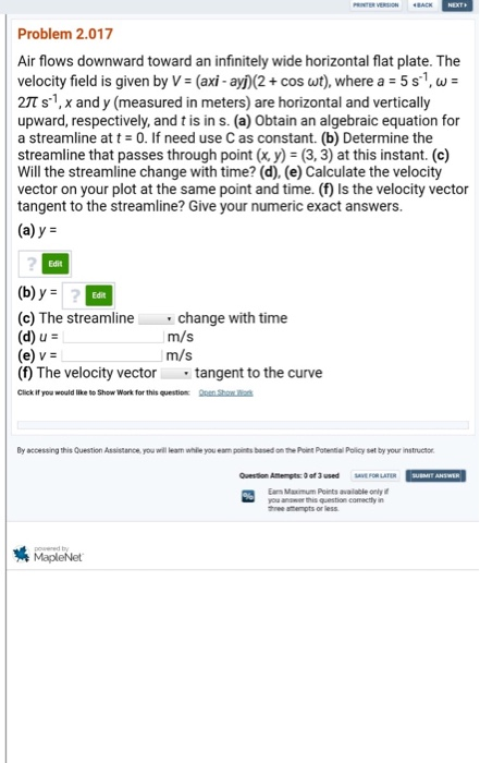 Solved Air flows downward toward an infinitely wide | Chegg.com