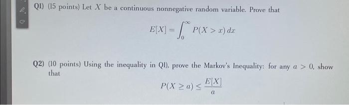 Solved Q1) (15 points) Let X be a continuous nonnegative | Chegg.com