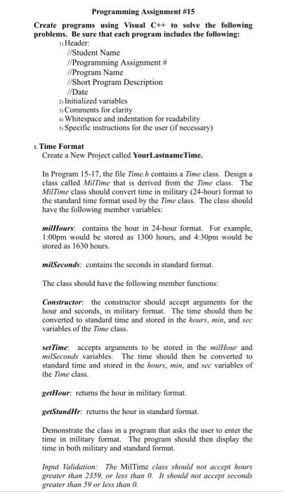 Solved Programming Assignment #15 Create programs using | Chegg.com