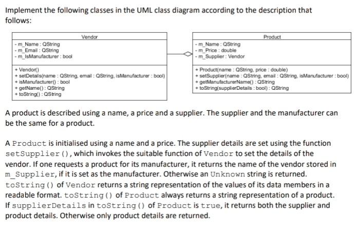 Solved Implement the following classes in the UML class | Chegg.com