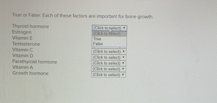 Solved True or False: Each of these factors are important | Chegg.com