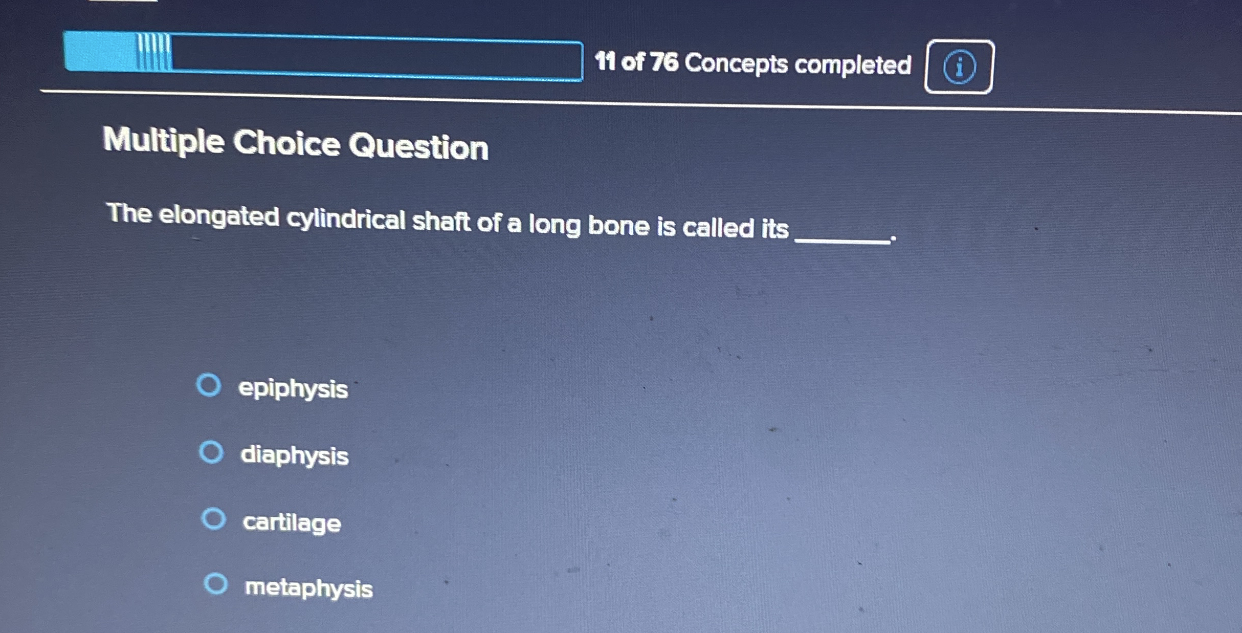 Solved 11 ﻿of 76 ﻿Concepts completed(i)Multiple Choice | Chegg.com