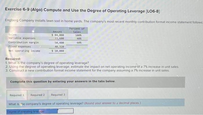 Solved Exercise 6-11 (Algo) Missing Data; Basic CVP Concepts | Chegg.com