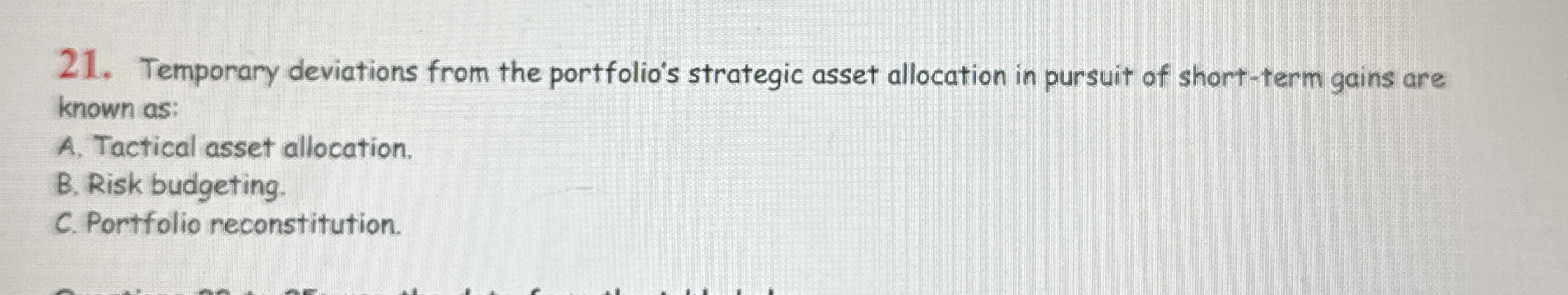 Solved Temporary deviations from the portfolio's strategic | Chegg.com