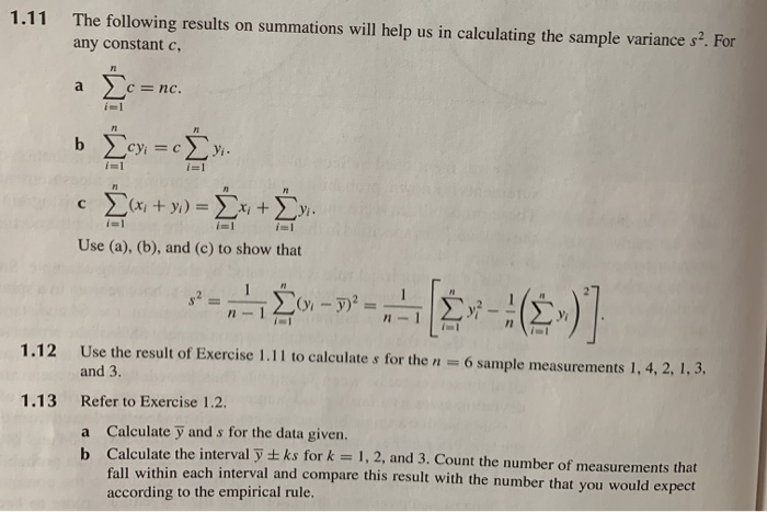 Solved 1.11 The following results on summations will help us | Chegg.com
