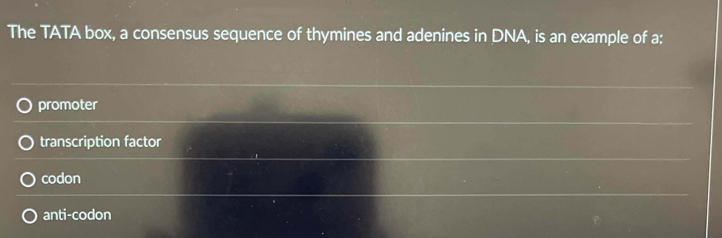 The TATA box, a consensus sequence of thymines and | Chegg.com