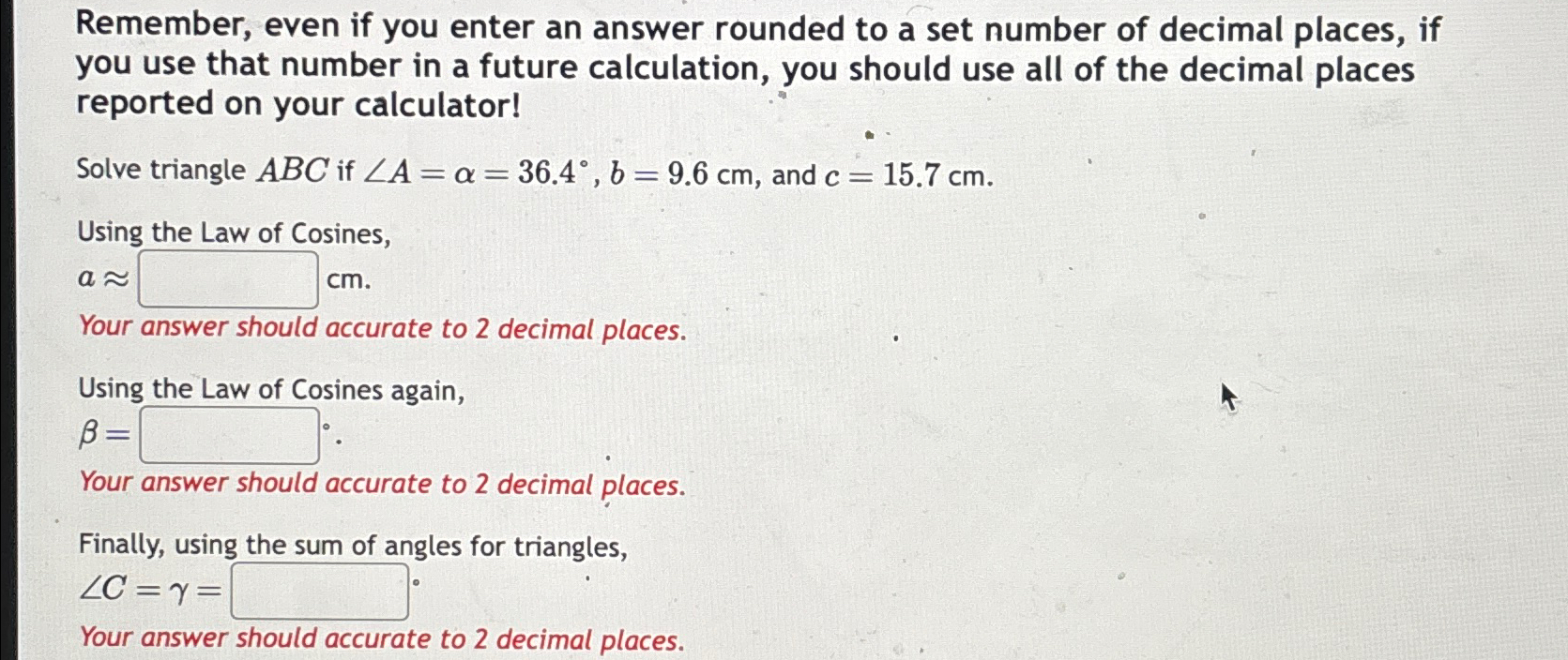 Solved Remember, even if you enter an answer rounded to a | Chegg.com