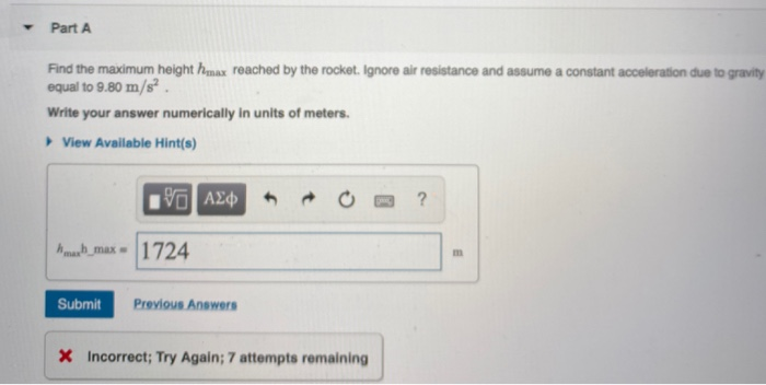 Solved A rocket, initially at rest on the ground, | Chegg.com