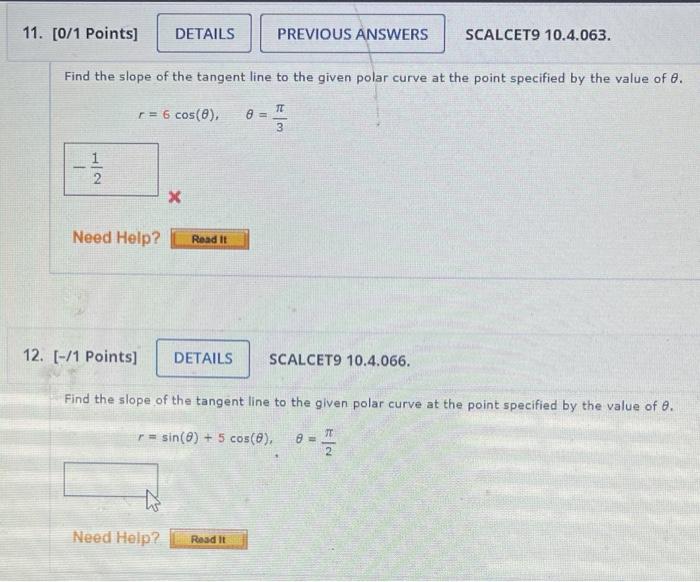 Solved 11. [0/1 Points] DETAILS PREVIOUS ANSWERS SCALCET9 | Chegg.com