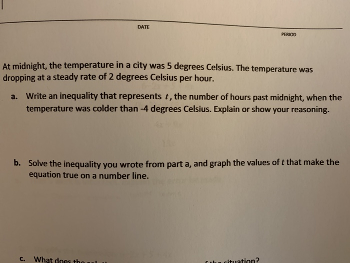 Solved DATE PERIOD At midnight, the temperature in a city | Chegg.com